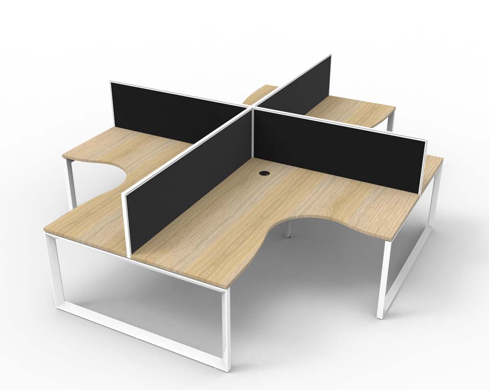 RAPIDLINE INFINITY DELUXE 4 PERSON LOOP LEG CORNER WORKSTATION POD ...